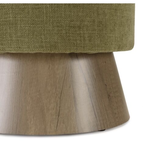 Pouf en tissu vert avec pieds en bois AGATHE design scandinave D41 ...