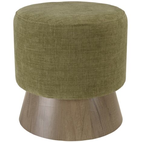 Pouf en tissu vert avec pieds en bois AGATHE design scandinave D41 ...