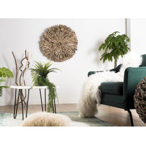 Décoration murale ronde SAM 80 cm en bois flotté design organique ...