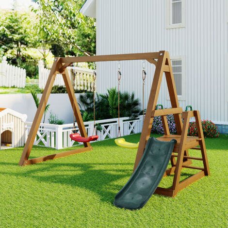 Schaukelgerust Mit Rutsche Holz