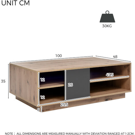 Couchtisch Kaffeetisch, Couchtisch mit LED-Beleuchtung inkl ...