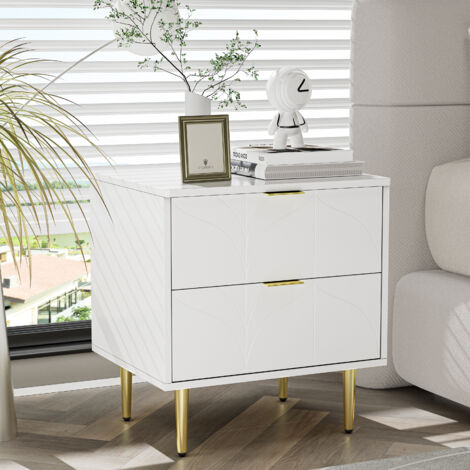 Moderner Nachttisch mit vergoldeten Füßen und Knöpfen, florales Muster ...