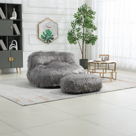 Gemütlicher und flauschiger Sitzsack mit Ottomane für Erwachsene und ...
