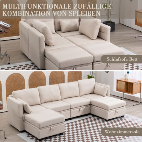 Modulares U-förmiges weiches Sofa mit Stauraum, kann zu einem ...