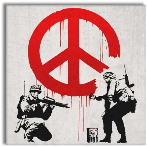 BANKSY - CND SOLDIERS - Quadro Canvas su telaio in legno - Misura: 80x80 cm