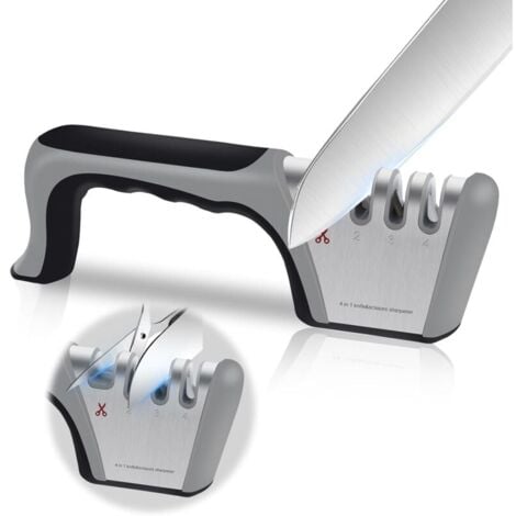 Aiguiseur Couteaux Professionnel, 4-en-1 Aiguiseur de Cuisine Affuteur Couteau et Ciseaux, Knife ...