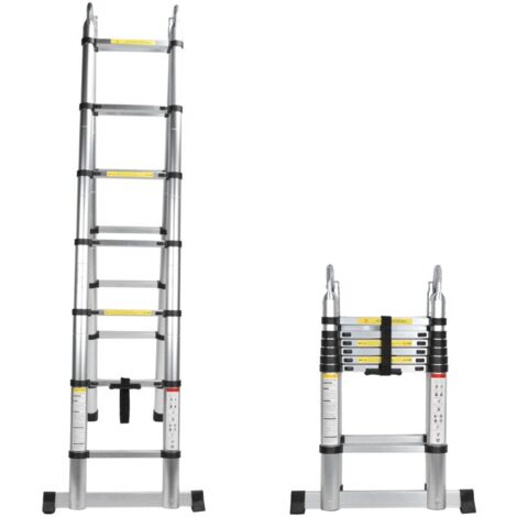 Échelle Télescopique 4,4 M en Aluminium Bricolage Pliable, Accoudoir Amovible, Extensible Unique ...