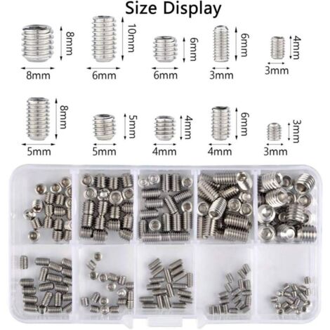 200Pcs Vis Allen Acier Inoxydable Vis Sans Vis de pression Tête ...