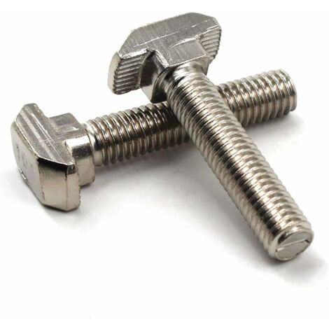 Lot de 10 boulons en T M8, M8 x 25 mm en acier au carbone plaqué nickel pour profil en aluminium ...