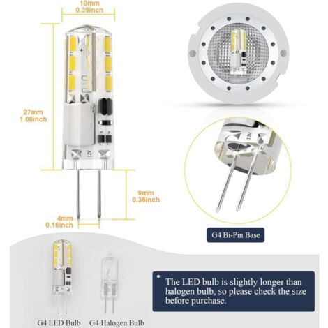 G4 LED Ampoule, 1.4W Equivalent 10W Halogène Lampe, AC/DC 12V, Blanc froid 6000K, 100LM, Non ...