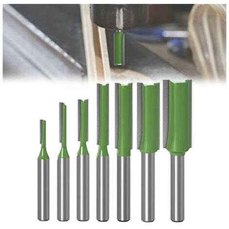 7Pcs Fraise droite à queue de 6 mm, , Fraise Droite Defonceuse, pour Bois Carbure de TungstèNe ...