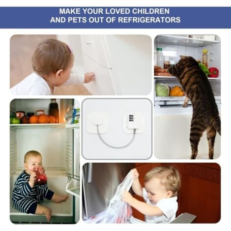 Lot de 2 Serrure Frigo avec Code, Cadenas Frigo pour Enfants, Adhésive Verrou de Réfrigérateur à ...