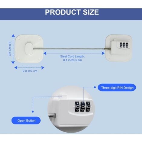 Lot de 2 Serrure Frigo avec Code, Cadenas Frigo pour Enfants, Adhésive Verrou de Réfrigérateur à ...