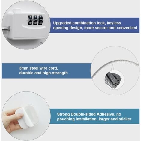 Lot de 2 Serrure Frigo avec Code, Cadenas Frigo pour Enfants, Adhésive Verrou de Réfrigérateur à ...