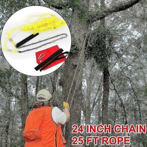 High Reach Limb Rope Chain Saw W/24" Chain Branch Tree Saw Trimmer Rope