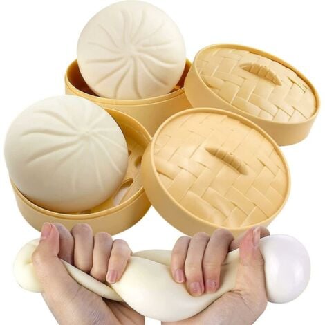 2pack Dumpling Squishy Fidget Toy, Dumpling Stress Ball, Pain farci cuit à la vapeur, Squishies ...