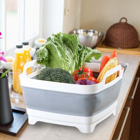 Bassine Pliable, Lavabo Pliable avec Bouchon de Vidange et Poignées de ...