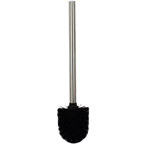 Brosse WC Classique 4 Pièces, Manche en Acier Inoxydable, Tête de Brosse Noire 9CM