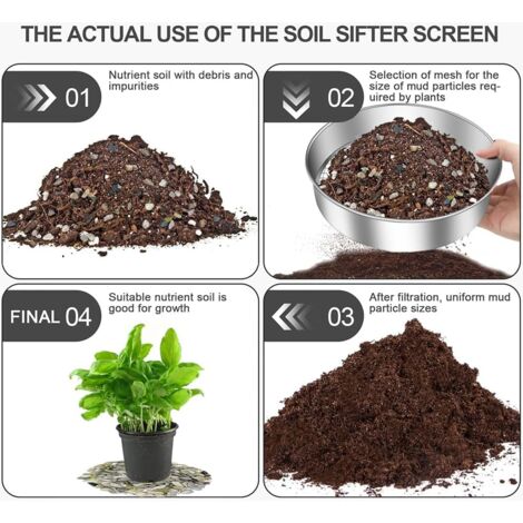 Tamis de Jardin en Acier Inoxydable,5 en1 Tamis Jardin Rond 30 cm,avec ...