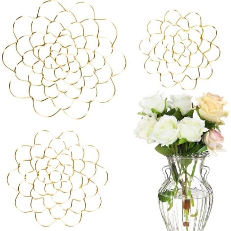 3 Pièces Support pour Fleurs, Tige Support pour Bouquet, Attache Fleurs DIY, Grille en Acier ...