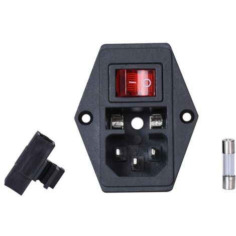 15A 250V Rocker Switch On/Off Power Socket Inlet Module Plug Fuse ...