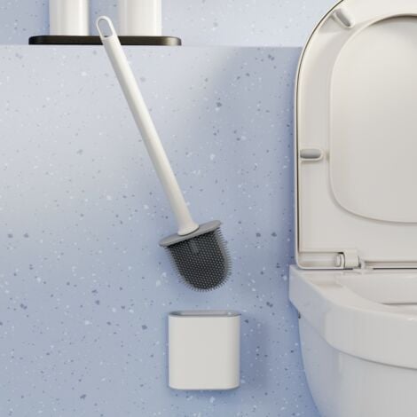 Brosse WC Silicone Plate- Brosse Toilette et Supports, Anti-goutte, Antibactérienne, Balayette ...
