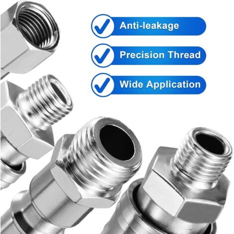 Raccord Rapide Air Comprimé Raccord Rapide Pneumatique 1/4", Raccordement du Soufflette Air ...