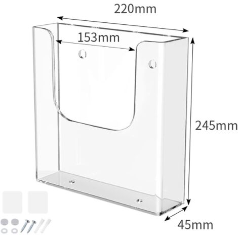 4 Pièce Porte Document Mural A4 en Acrylique, Porte-brochures Mural A4 ...