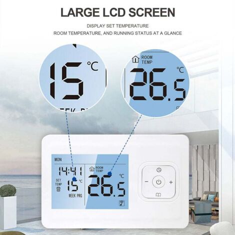 Thermostat intelligent Wi-Fi Programmable sans fil, avec recepteur RF, montage mural sur table ...