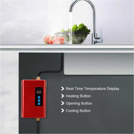 Chauffe-Eau électrique sans réservoir, 220V 4000W Mini Chauffe-Eau électrique instantané Douche ...