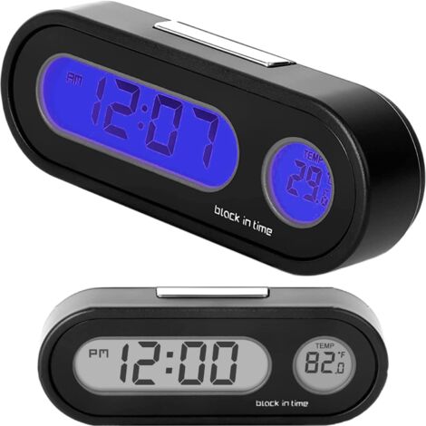 2pcs Car Clocks And Temperature With Fahrenheit Blue Backlight 2 In 1