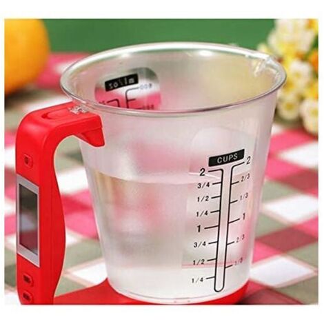 Verre doseur Verre Mesureur Numérique avec Balance de Cuisine Cruche de Mesure avec Numérique Ecran