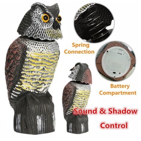 Tigrezy Effaroucheur d'oiseau réaliste tête rotative son hibou rôdeur ...