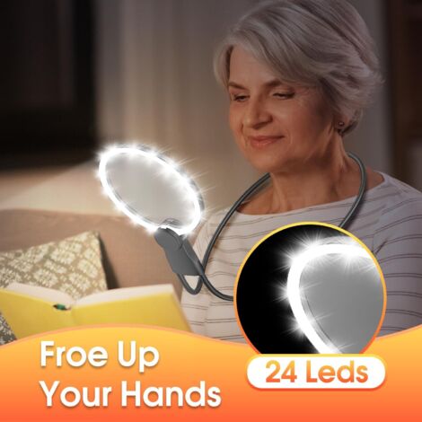 Loupe avec éclairage mains libres pour la lecture, loupe grossissante 5x de 5,1 pouces, portée ...