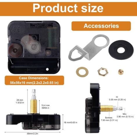 2 ensembles de remplacement de mouvement d'horloge à quartz 12888, kit de pièces de réparation ...