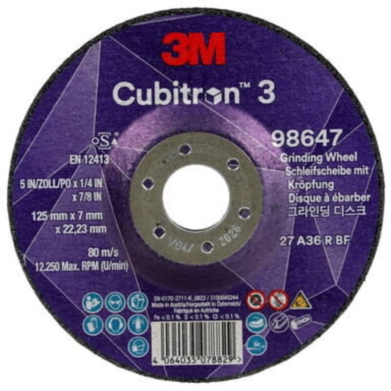 Disque a meuler 3M Cubitron 3 A36 R BF 125x7 mm