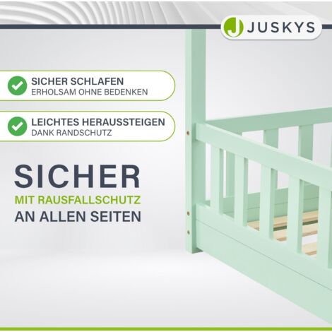 Juskys Kinderbett Marli 90 x 200 cm mit Matratze, Rausfallschutz ...