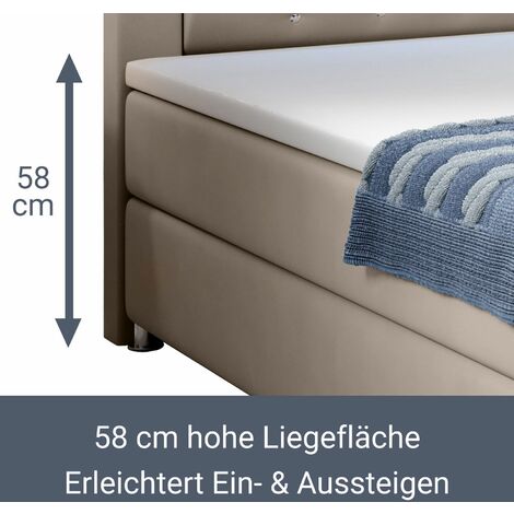 Juskys Boxspringbett Vancouver – Doppelbett mit LED-Beleuchtung, Topper ...