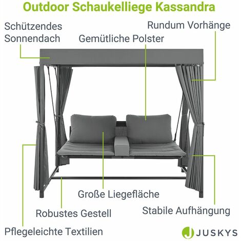 Juskys Garten Schaukelliege Kassandra - Outdoor Gartenliege mit ...