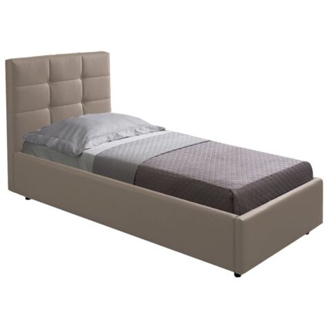 Lit simple avec conteneur et sommier à lattes inclus gris tourterelle ...