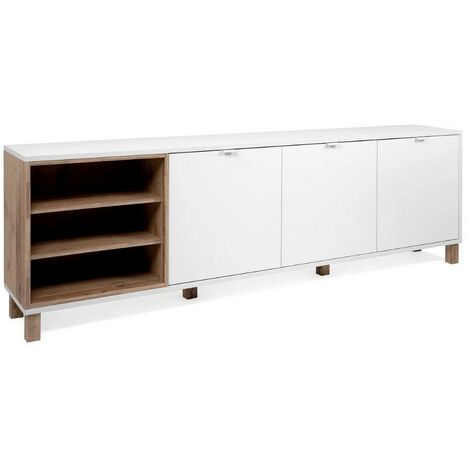 Buffet 200 cm avec 3 portes en blanc et chêne - Menorca 57A