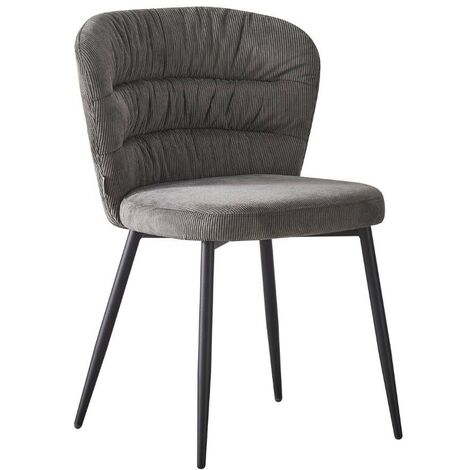 Chaise recouverte de tissu gris avec pieds en métal noir - Klontar