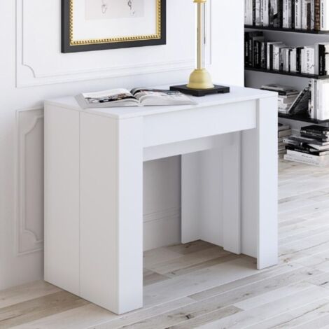 Table console à rallonge blanche 90x51,6 cm - Luka