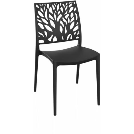 Chaise en polypropylène avec dossier en forme d'arbre sculpté noir ...