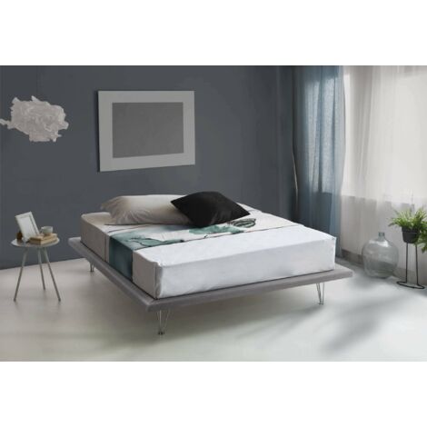 Talamo Italia Lit double Linda, Lit fixe en tissu avec pieds, 100% Made ...