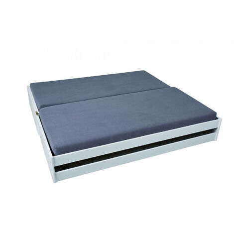 Dmora Lit simple transformable en 3 lits en pin teinté blanc