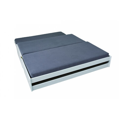 Dmora Lit simple transformable en 3 lits en pin teinté blanc