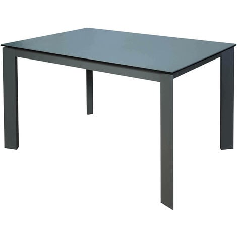 Dmora Table de salle à manger extensible avec plateau en verre, Table ...