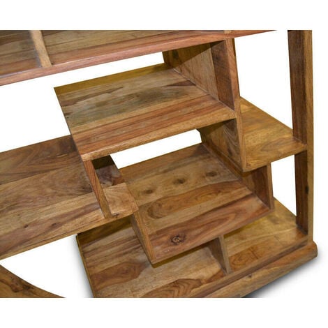 Dmora Bibliothèque arrondie en bois massif avec étagères asymétriques à ...