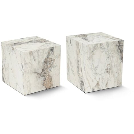 Table Basse Brennan, Forme Cubique, Structure en Marbre, 40x40x45h cm ...